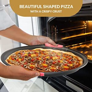 Bella Cooks Pizza Pan for Oven (Set of 2 Pizza Pans) 15″ Pizza Pan with Holes - Non-Stick & Dishwasher Safe - Pizza Tray for Oven - Incl. Pizza Cu