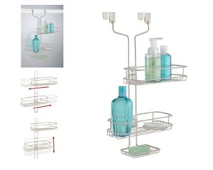 idesign linea adjustable over the door shower caddy, satin