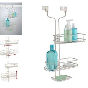 iDesign Linea Adjustable Over The Door Shower Caddy, Satin