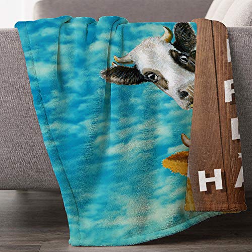 Loong Design Cow Throw Blanket Super Soft, Fluffy, Premium Sherpa Fleece Blanket 50'' x 60'' Fit for Sofa Chair Bed Office Travelling Camping Gift