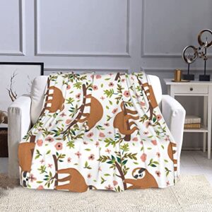 Waldeal Sloth Flannel Fleece Throw Blanket 60"x50" Lightweight Office Couch Sofa Bedroom for Kid Adults All Season