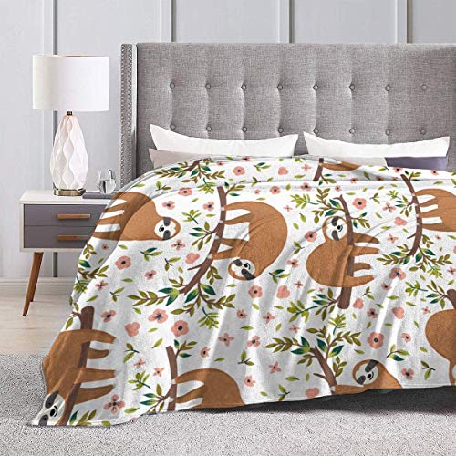 Waldeal Sloth Flannel Fleece Throw Blanket 60"x50" Lightweight Office Couch Sofa Bedroom for Kid Adults All Season