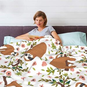 Waldeal Sloth Flannel Fleece Throw Blanket 60"x50" Lightweight Office Couch Sofa Bedroom for Kid Adults All Season