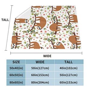 Waldeal Sloth Flannel Fleece Throw Blanket 60"x50" Lightweight Office Couch Sofa Bedroom for Kid Adults All Season