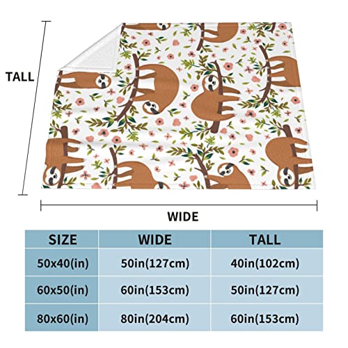 Waldeal Sloth Flannel Fleece Throw Blanket 60"x50" Lightweight Office Couch Sofa Bedroom for Kid Adults All Season