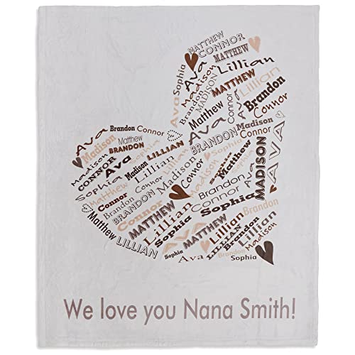 Personalized Name Blankets for Grandma Grandpa Mom Dad. Her Heart of Love Personalized Blankets. Customize Name Blanket from Your Names (Fleece Blanket)