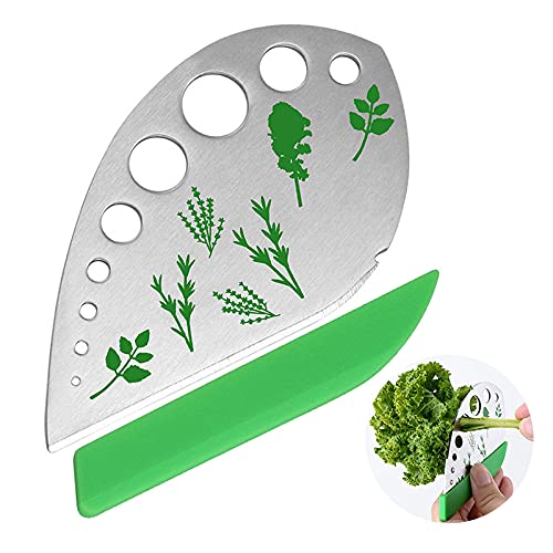 Herb Stripper, Jiaedge Green 9 holes Stainless Steel Kitchen Herb Leaf Stripping Tool, Metal Herb Pealer Suit for Kale, Collard Greens, Thyme, Basil, Rosemary Stripper