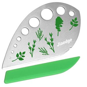 herb stripper, jiaedge green 9 holes stainless steel kitchen herb leaf stripping tool, metal herb pealer suit for kale, collard greens, thyme, basil, rosemary stripper