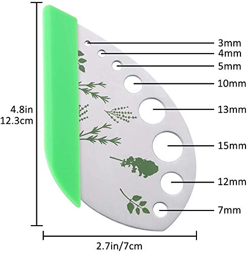 Herb Stripper, Jiaedge Green 9 holes Stainless Steel Kitchen Herb Leaf Stripping Tool, Metal Herb Pealer Suit for Kale, Collard Greens, Thyme, Basil, Rosemary Stripper