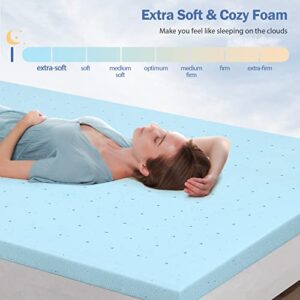 NAFORT 4 Inch Memory Foam Mattress Topper, Ventilated Cooling Gel Infused Bed Foam Topper, Pressure Relieving Bed Pad for Back Pain, Cooling & Breathable, CertiPUR-US Certified - Queen Size