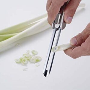 Seki Japan Long Vegetable Peeler, stainless steel blade with plasctic safety cover