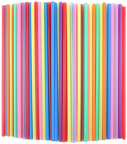 Tomnk 300pcs 10.3 Inches Disposable Drinking Straws Plastic Straws Extra Long Assorted Bright Colors