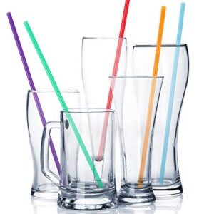 Tomnk 300pcs 10.3 Inches Disposable Drinking Straws Plastic Straws Extra Long Assorted Bright Colors