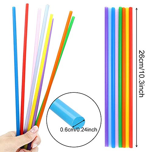 Tomnk 300pcs 10.3 Inches Disposable Drinking Straws Plastic Straws Extra Long Assorted Bright Colors