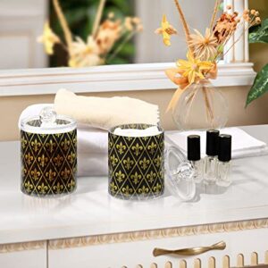 Mardi Gras Carnival 4 Pcs Qtip Holder Gold Fleur-de-lis Organizer Dispenser Storage Canister Plastic Apothecary Jars Bathroom Vanity for Cotton Swab Ball Pads Floss