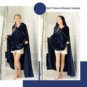 NANPIPER Wearable Blanket,Oversized Hoodie Blankets for Women,Soft Fuzzy Throw,Warm Plush Fleece Microfiber, 65"x80" Navy Blue