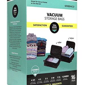 Greenco 16 Pack Space Saver Vacuum Seal Storage Bags, Combo Value Pack Space Bag