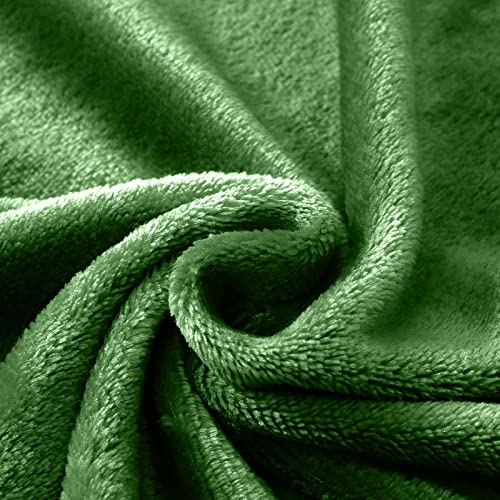 Hannah Linen King Fleece Blanket - Super Soft Plush Throw Blanket for Bed - Warm & Cozy Large Microfiber Throw Blanket for Sofa & Couch (108 x 90, Green)