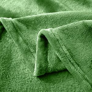 Hannah Linen King Fleece Blanket - Super Soft Plush Throw Blanket for Bed - Warm & Cozy Large Microfiber Throw Blanket for Sofa & Couch (108 x 90, Green)