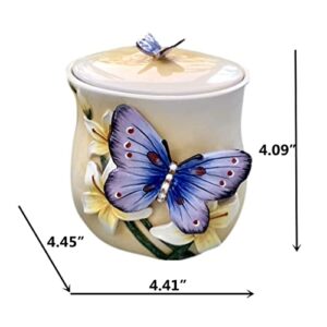 FORLONG Ceramic Organizer Canister with Lids - Butterfly Collection Jars Decor for Bathroom, Organization Holder for Vanity, Counter