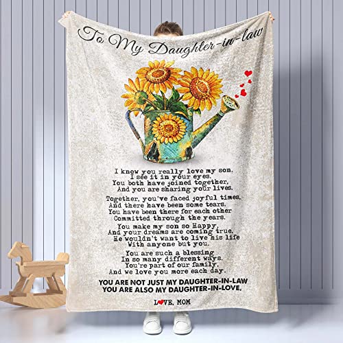 PNNUO Fleece Blankets and Throws,to My Daughter in Law Soft Warm Fleece Throw Blanket,All-Season Blanket for Bedroom Couch Sofa Or Adults Kids 60"X50"