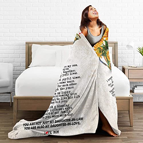 PNNUO Fleece Blankets and Throws,to My Daughter in Law Soft Warm Fleece Throw Blanket,All-Season Blanket for Bedroom Couch Sofa Or Adults Kids 60"X50"