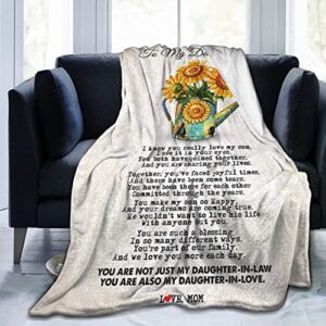 PNNUO Fleece Blankets and Throws,to My Daughter in Law Soft Warm Fleece Throw Blanket,All-Season Blanket for Bedroom Couch Sofa Or Adults Kids 60"X50"