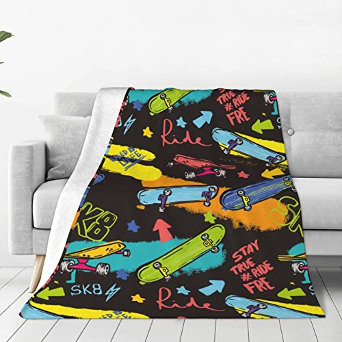 Oplp Skateboard Sport Blanket Plush for Bed, Sofa, Camping Blanket Lightweight Soft Warm Comfortable 50 "x40