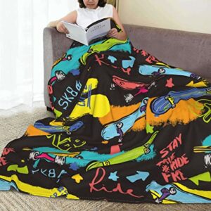 Oplp Skateboard Sport Blanket Plush for Bed, Sofa, Camping Blanket Lightweight Soft Warm Comfortable 50 "x40