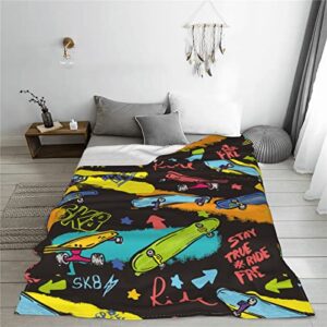 Oplp Skateboard Sport Blanket Plush for Bed, Sofa, Camping Blanket Lightweight Soft Warm Comfortable 50 "x40