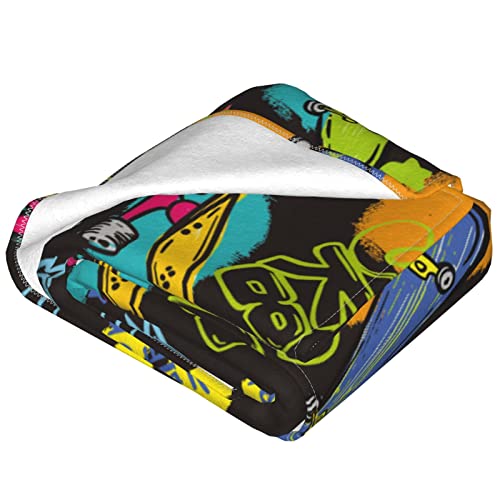 Oplp Skateboard Sport Blanket Plush for Bed, Sofa, Camping Blanket Lightweight Soft Warm Comfortable 50 "x40