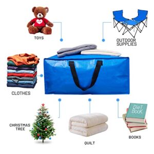 Moving Bags Extra Large Storage Bags for Moving Supplies, Heavy Duty Storage Totes With Strong Handles & Zippers, Best Moving Supplies for Packing Clothes(4Pack-Blue)