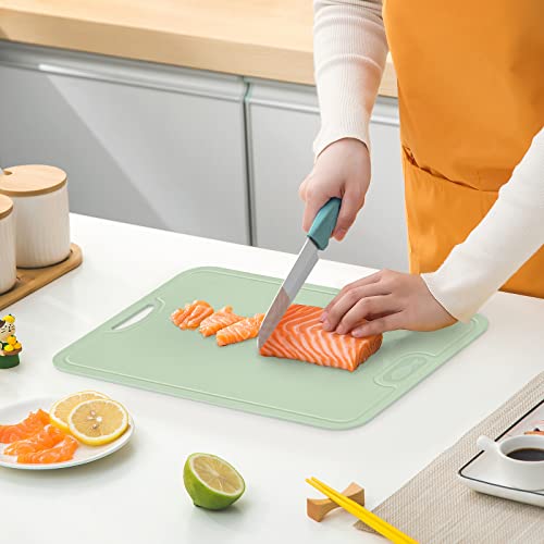 Gintan TPU Cutting Board, BPA-Free, With Knife and JuiceGroove,Scratch Resistant Flexible Cutting Boards for Kitchen, Dishwasher Safe, Easy-Grip Handle, Non-Slip