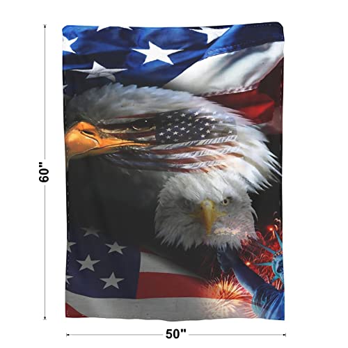 CINHOLL 4th of July Throw Blanket US American Flag Couch Cover Gifts for Women Men Citizenship Country Patriotic Army Theme Blankets Bed Decor