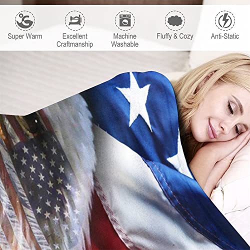 CINHOLL 4th of July Throw Blanket US American Flag Couch Cover Gifts for Women Men Citizenship Country Patriotic Army Theme Blankets Bed Decor