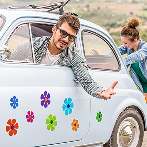 Car Flower Magnet Funny Magnetic Decals Decorations Cute Fridge Magnets 60s Flower Cutout Magnet for Car Home Door Whiteboard Refrigerator (16 Pieces,3.9 x 3.9 Inch, 2.2 x 2.2 Inch)