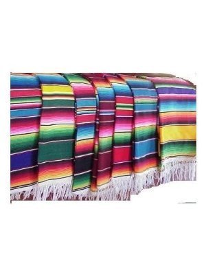 Mexican Serape Saltillo Blanket Heavy Authentic Throw 26" X 60" Table Cloth, Curtain