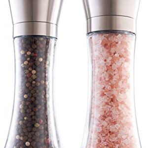 Gorgeous Salt And Pepper Grinder Set - Refillable Stainless Steel Combo Shakers With Adjustable Coarse Mills - Enjoy Your Favorite Spices, Fresh Ground Pepper, Himalayan Or Sea Salts