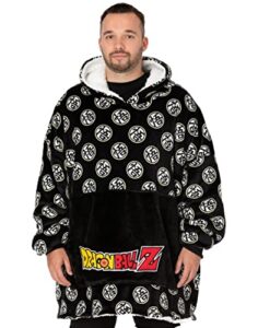 dragon ball z oversized blanket hoodie adults mens womens sherpa fleece one size black