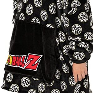 Dragon Ball Z Oversized Blanket Hoodie Adults Mens Womens Sherpa Fleece One Size Black