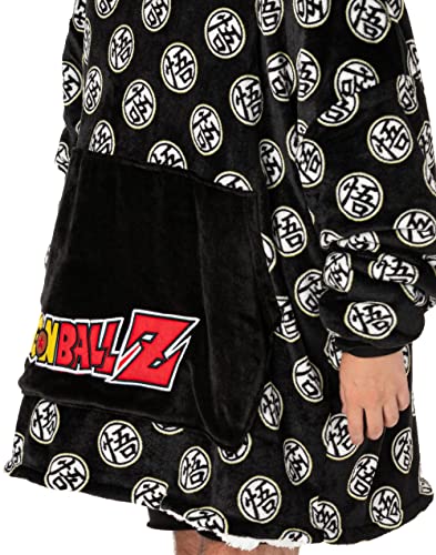 Dragon Ball Z Oversized Blanket Hoodie Adults Mens Womens Sherpa Fleece One Size Black