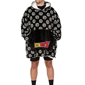 Dragon Ball Z Oversized Blanket Hoodie Adults Mens Womens Sherpa Fleece One Size Black