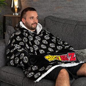 Dragon Ball Z Oversized Blanket Hoodie Adults Mens Womens Sherpa Fleece One Size Black