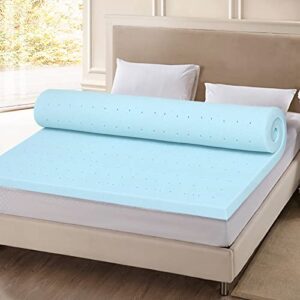 NAFORT 4 Inch Memory Foam Mattress Topper, Ventilated Cooling Gel Infused Bed Foam Topper, Pressure Relieving Bed Pad for Back Pain, Cooling & Breathable, CertiPUR-US Certified- Full -Size