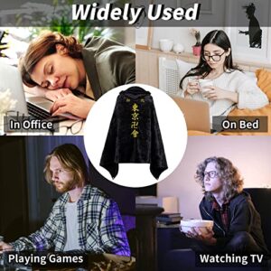 Tokyo Revengers Wearable Hooded Blanket Soft Cozy Hooded Fleece Cosplay Fleece Embroidered Blanket