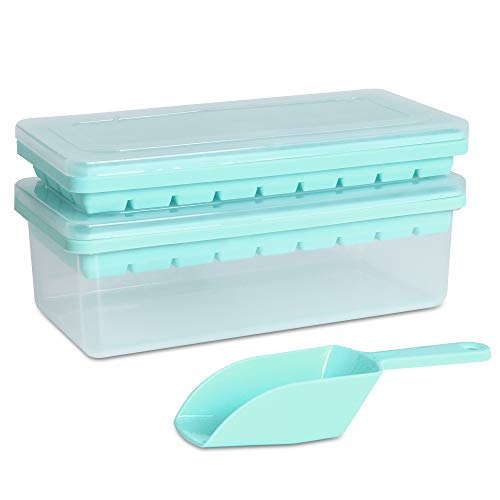 Food-grade Silicone Ice Cube Tray with Lid and Storage Bin for Freezer, Easy-Release 2 * 36 Small Nugget Ice Trays 1 ice Bucket & Scoop, Flexible Ice Cube Molds with Ice Container