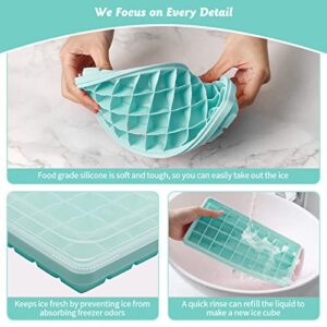 Food-grade Silicone Ice Cube Tray with Lid and Storage Bin for Freezer, Easy-Release 2 * 36 Small Nugget Ice Trays 1 ice Bucket & Scoop, Flexible Ice Cube Molds with Ice Container