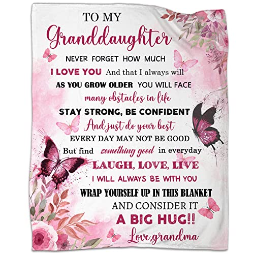 RIEDIOVS Granddaughter Gifts Blankets-to My Granddaughter Blanket-Granddaughter Gifts from Grandma-Birthday for Granddaughter 60" x 50" Throw Blanket -1