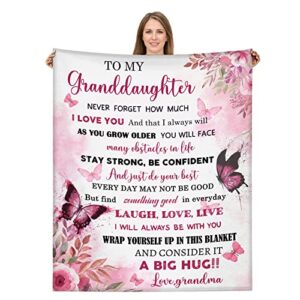 RIEDIOVS Granddaughter Gifts Blankets-to My Granddaughter Blanket-Granddaughter Gifts from Grandma-Birthday for Granddaughter 60" x 50" Throw Blanket -1