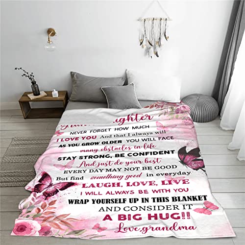 RIEDIOVS Granddaughter Gifts Blankets-to My Granddaughter Blanket-Granddaughter Gifts from Grandma-Birthday for Granddaughter 60" x 50" Throw Blanket -1